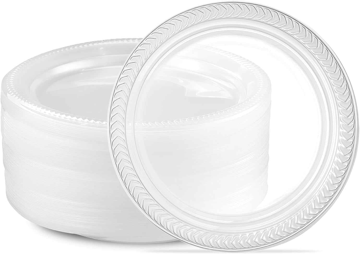 PLASTICPRO Clear Disposable Plastic Plates 7 inch for Party BBQ Events ...