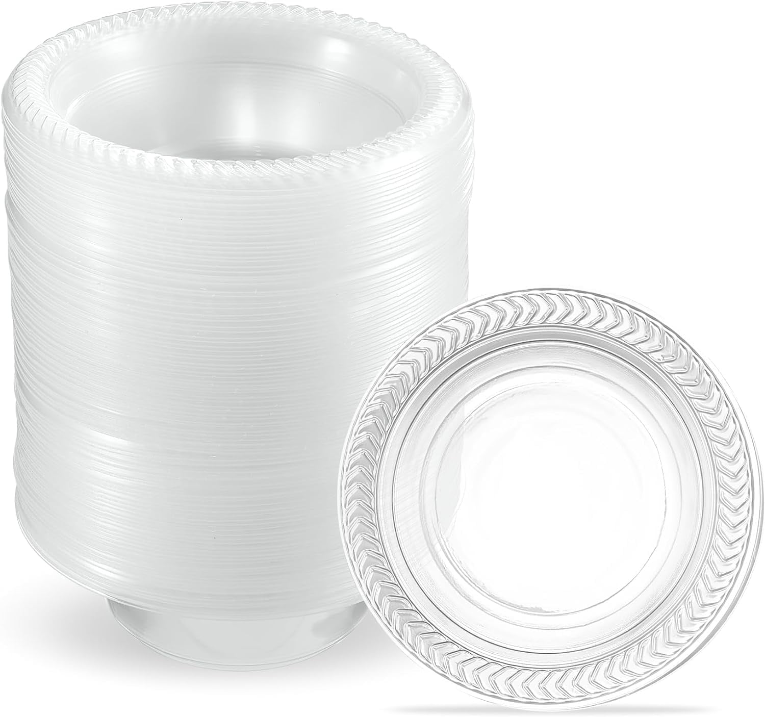 PLASTICPRO Clear Plastic Plates 9” Disposable Plates for Party, BBQ and ...