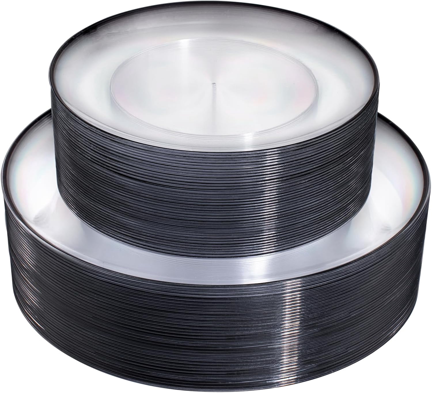 Clear Plastic Plates with Gold Rim - Durable Disposable Dinner Plates ...