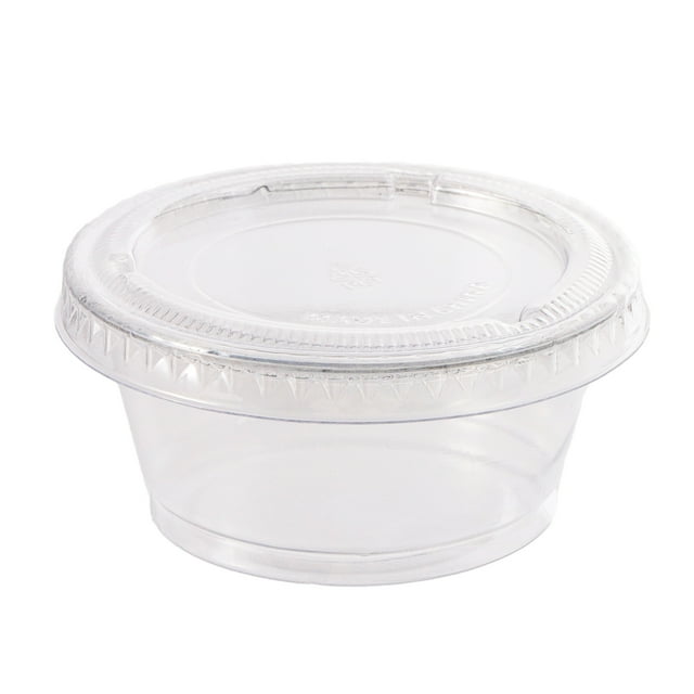 25 Count, 2 OZ Clear Plastic Portion Cups with Lids, by Way To ...