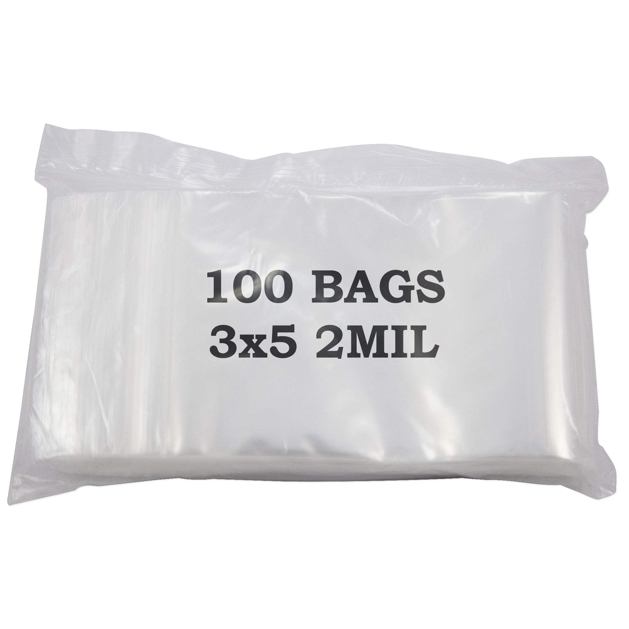 Clear Plastic Reclosable Zipper Bags 3x5 (Package of 100) - Walmart.com