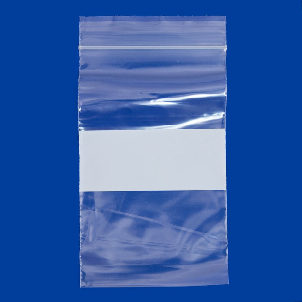 Clear Plastic Reclosable Zipper Bags 3x5 W/White Block (Package of 100 ...