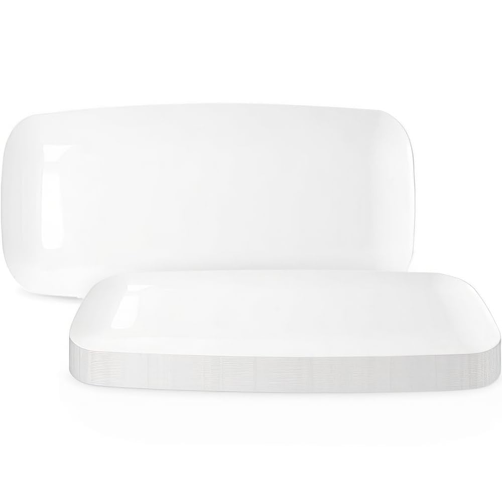 Clear Plastic Rectangular Plates IFF17 With Flat Raised Edge Design (10 ...