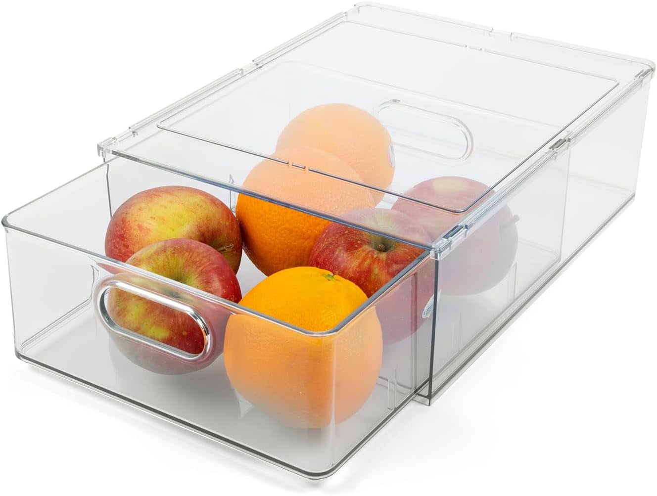 Clear Plastic Refrigerator Organizer Bins With Pull-Out Drawer ...