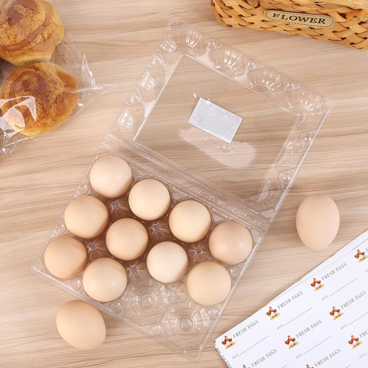 Clear Plastic Reusable Egg Cartons 80 Pack, 12 Slot Egg Tray Holder for ...
