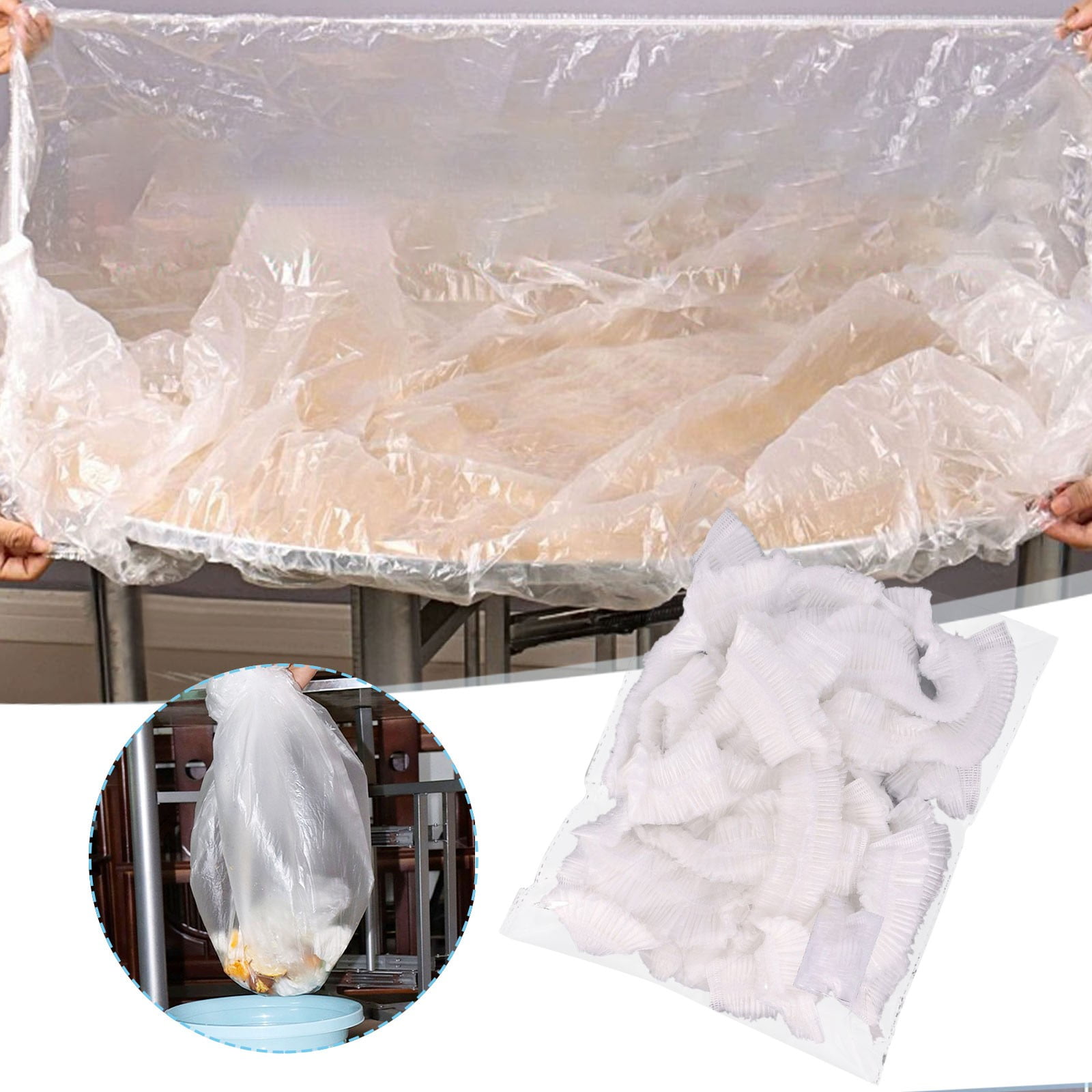 Clear Plastic Round Tablecloth Cover Protector with Elastic Edge Straps ...