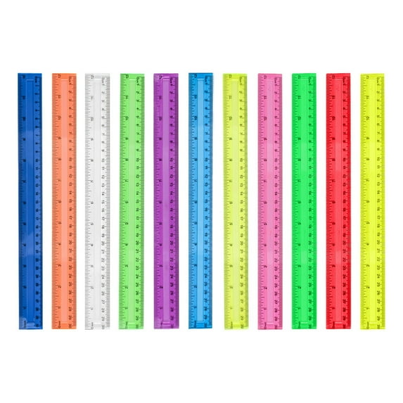 12 Inch Plastic Ruler, Transparent Color Ruler with Inches and ...