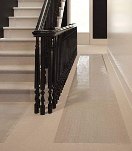 Clear Plastic Runner Rug Carpet Protector Mat Ribbed Multi-Grip 26in X ...