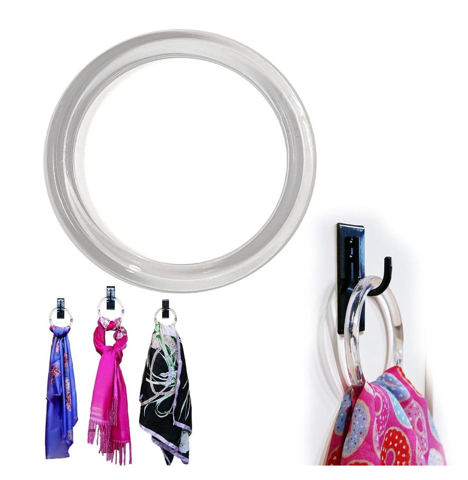 Clear Plastic Scarf Rings - Round Fine Garment Hangers - 2.58" ID - 3. ...