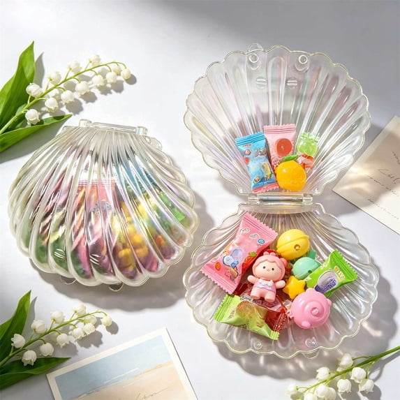 Clear Plastic Seashell Candy Storage Box - Versatile Organizer for ...