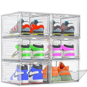 Mainstays 3 Pack Stackable Clear Glossy Plastic Drop Front Shoe ...