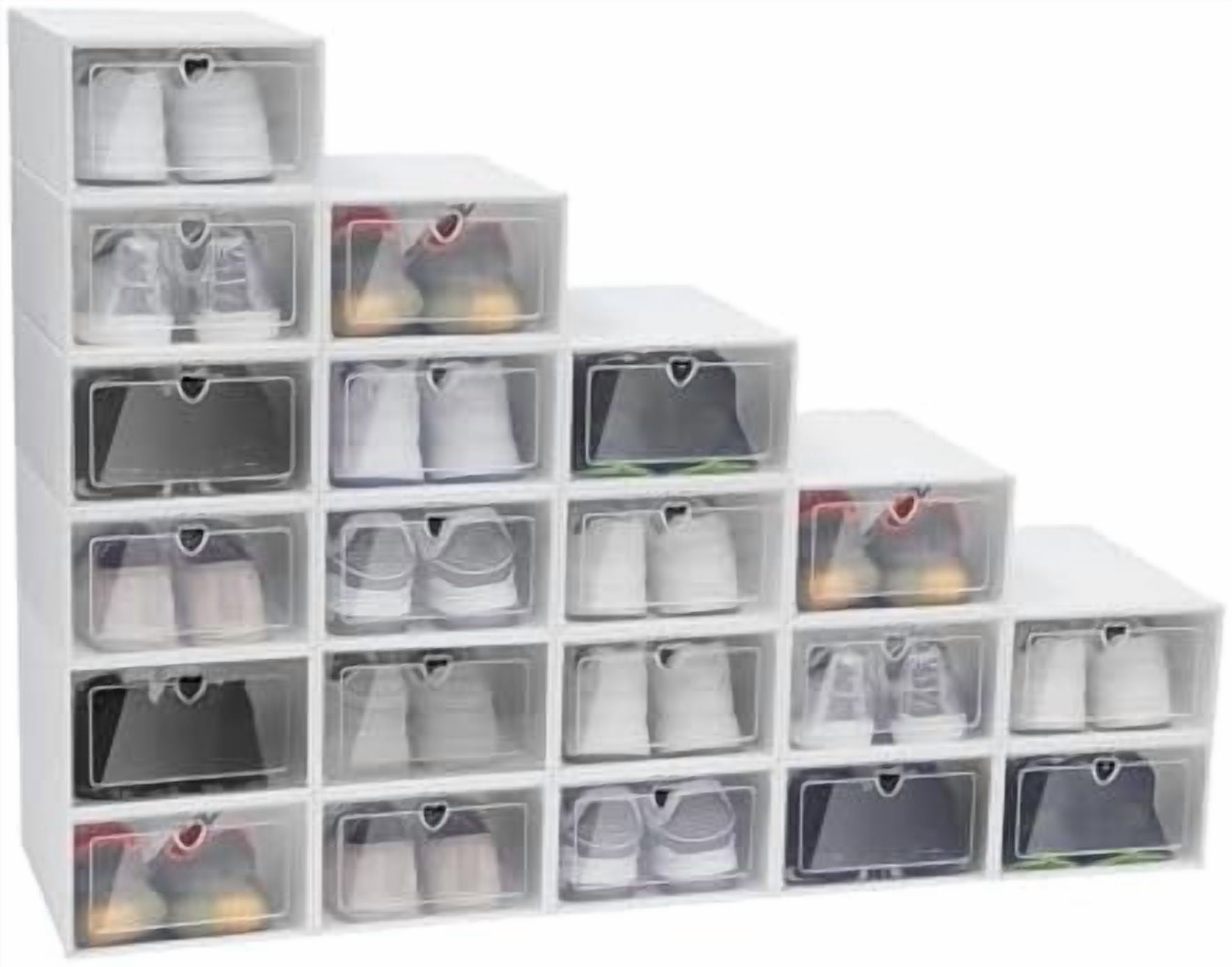 Clear Plastic Shoe Storage Boxes 20 Pack Stackable Shoe Cabinet ...