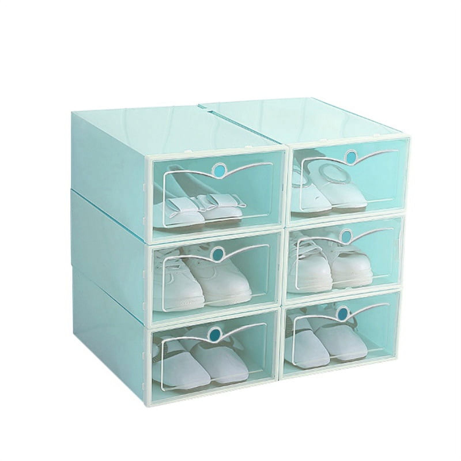 Clear Plastic Shoes Boxes Stackable Floding DIY Shoes Drawers Storage ...