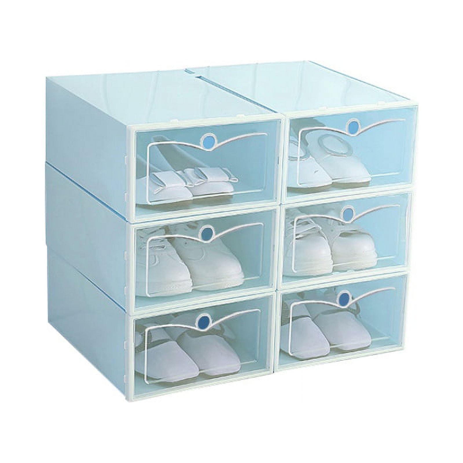 Clear Plastic Shoes Boxes Stackable Floding DIY Shoes Drawers Storage ...