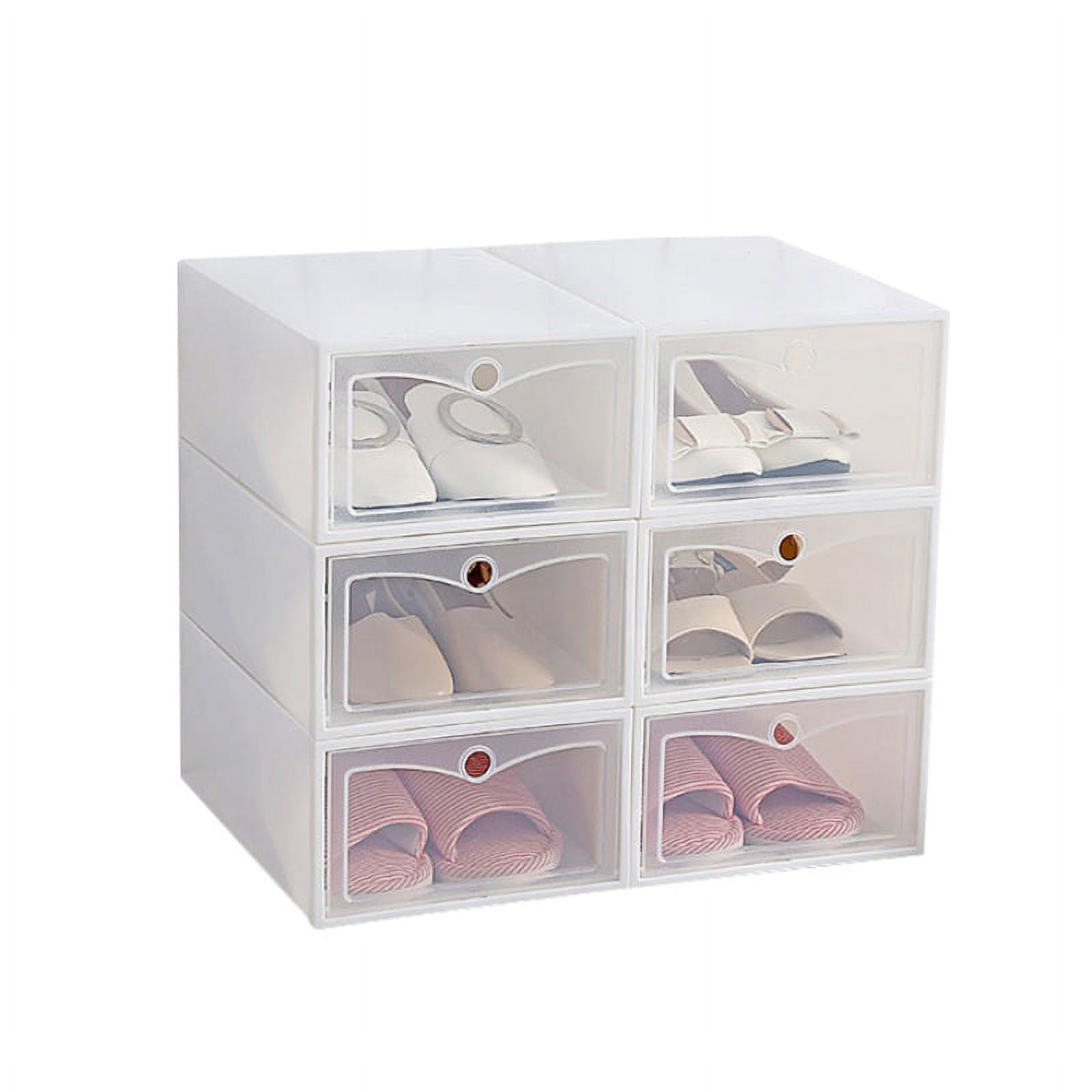 Clear Plastic Shoes Boxes Stackable Floding DIY Shoes Drawers Storage ...