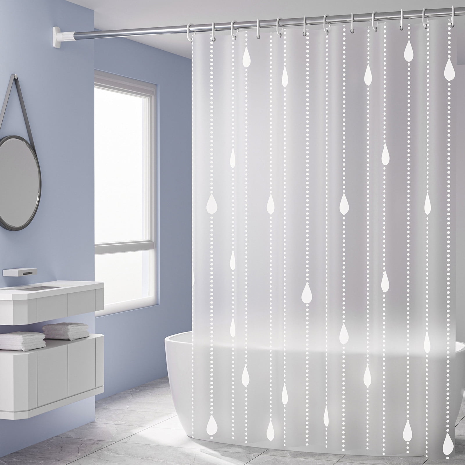 Clear Plastic Shower Curtain 71x71 Inches with Weighted Hem, Water ...