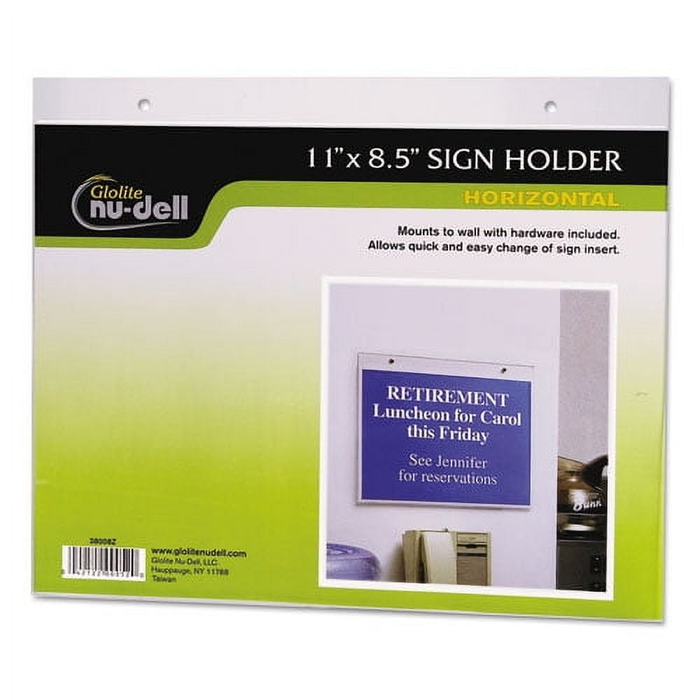 Clear Plastic Sign Holder, Wall Mount, 11 X 8 1/2 | Bundle of 2 Each ...
