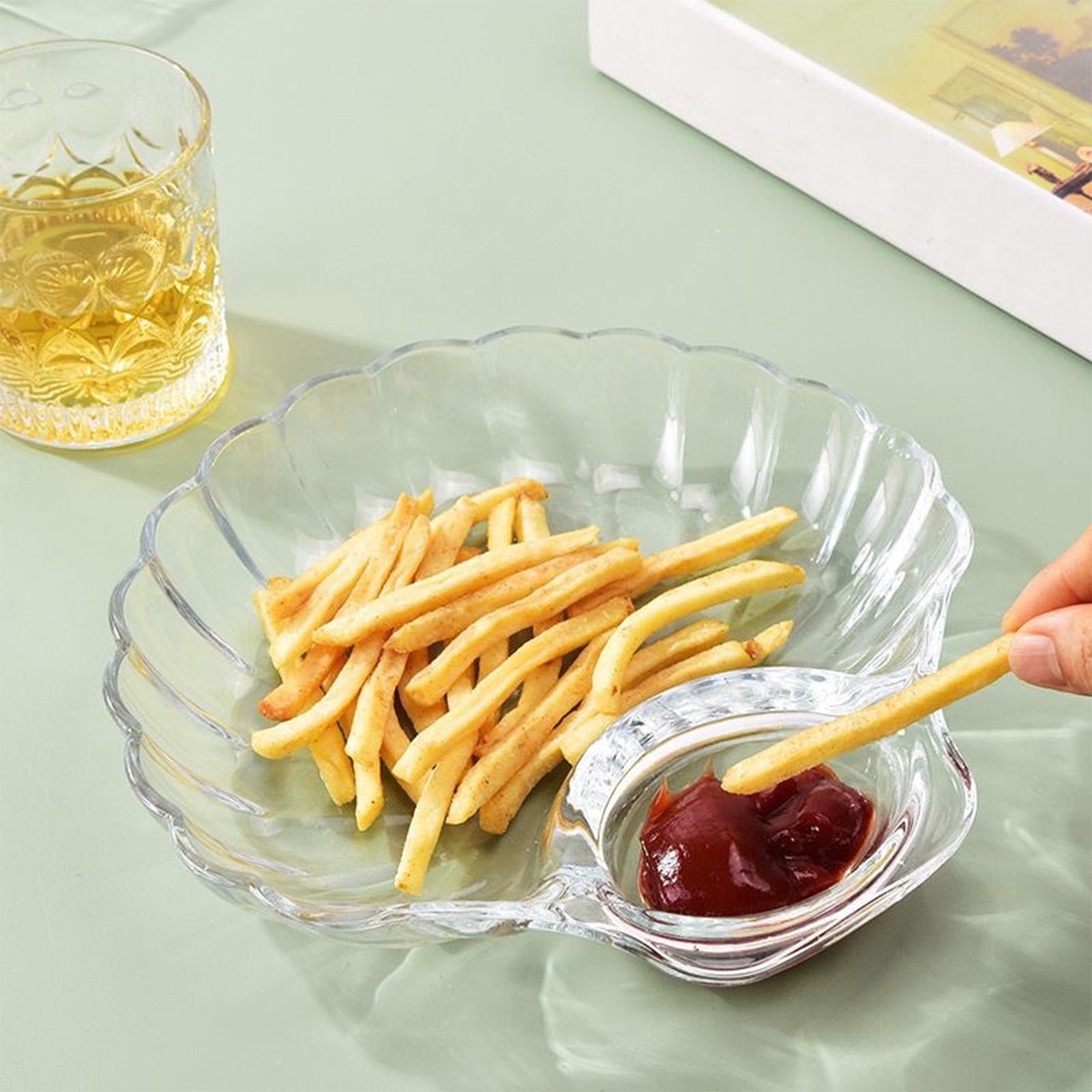 Clear Plastic Snack Plate Blue Conch Hull Design | Transparent Dried ...