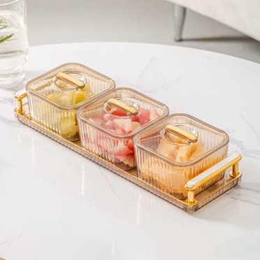 Loobuu Divided Serving Tray with Lid, 6 Compartments Veggie Tray, Snack ...