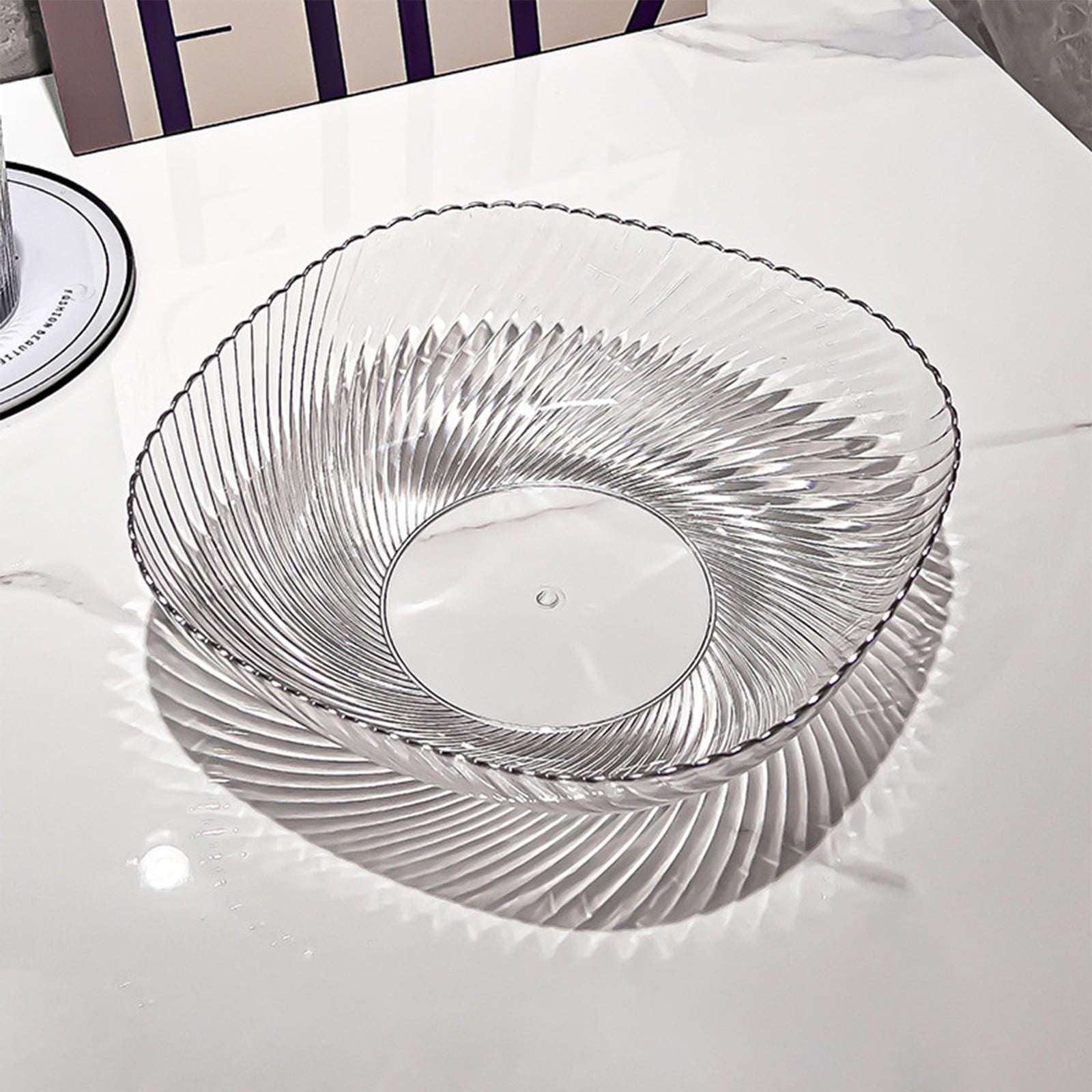 Clear Plastic Snack Tray for Coffee Table, Transparent Fruit Bowl and ...