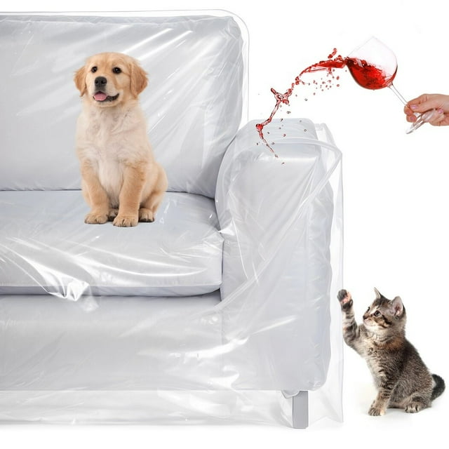 Clear Plastic Sofa Cover for Furniture, Disposable Moving Protection ...