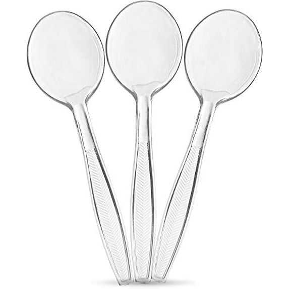 Clear Plastic Soup Spoons Disposable Cutlery Medium Weight Utensils 50 ...