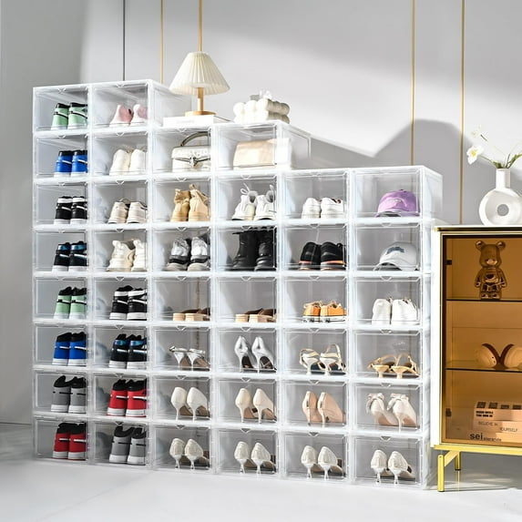 Clear Plastic Stackable Drop Front Shoe Box with Clear Door, Shoe ...