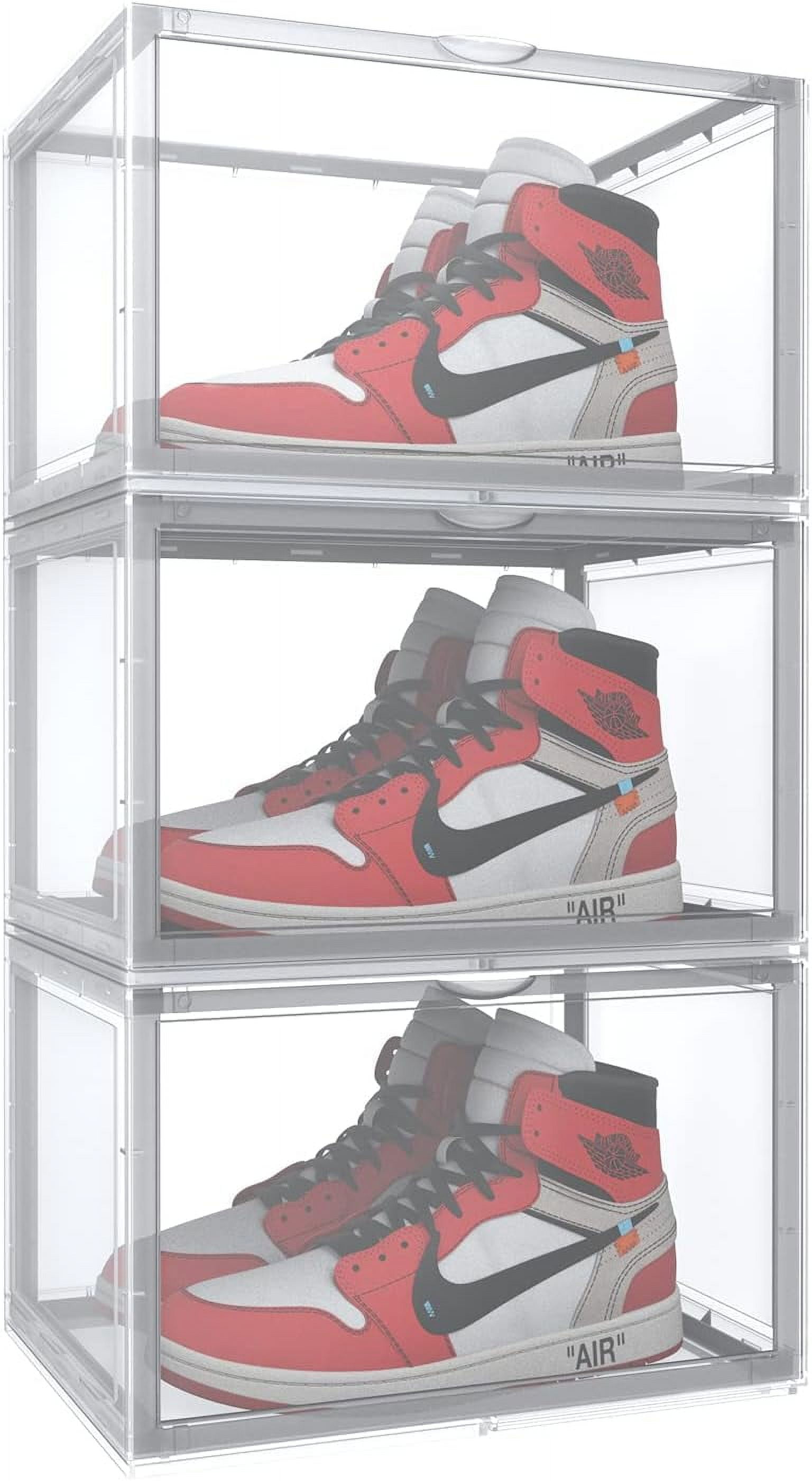 Clear Plastic Stackable Shoe Organizer Bins, 3 Pack Shoe Storage Boxes ...