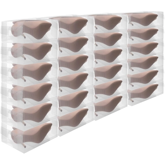 Clear Plastic Stackable Shoe Storage Organizer Foldable Heavy Duty ...