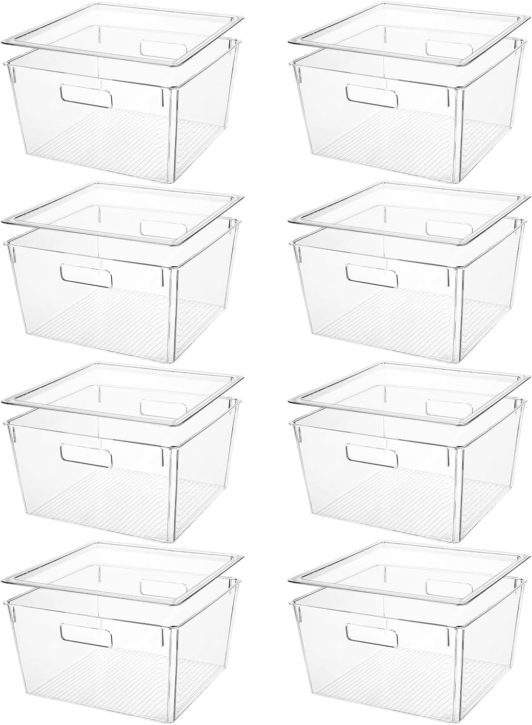 Clear Plastic Stackable Storage Bins with Lids, Pantry Organizers and ...