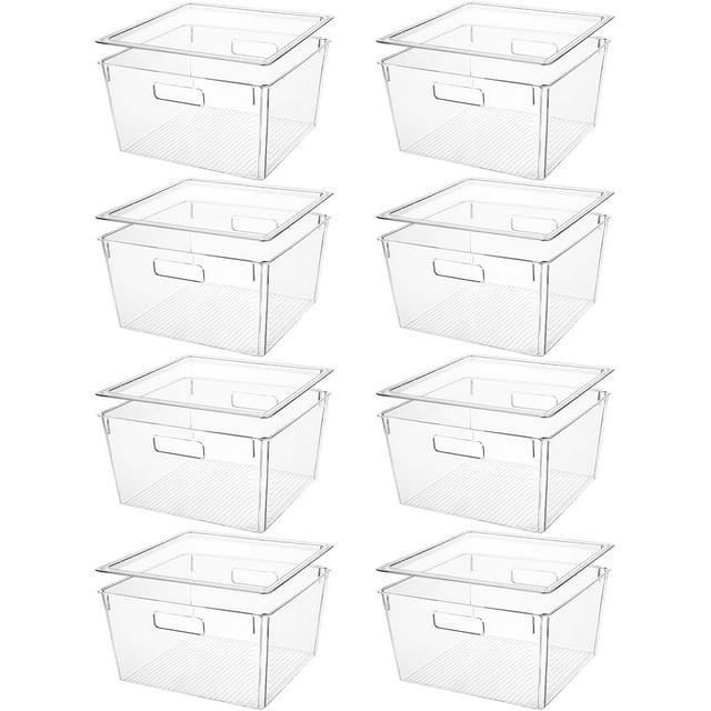 Clear Plastic Stackable Storage Bins with Lids, Pantry Organizers and ...