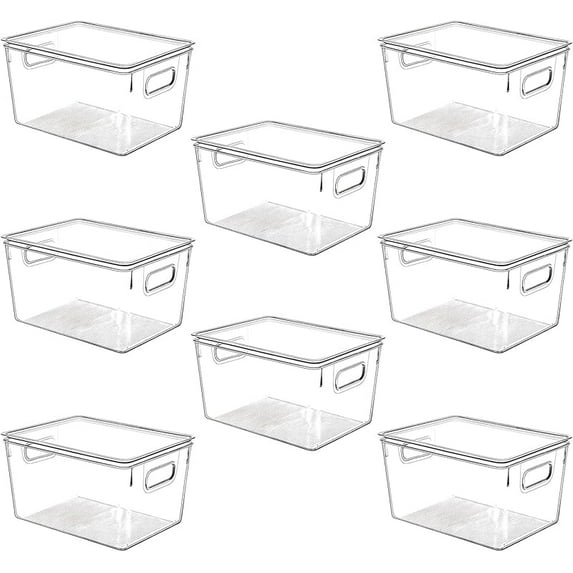 Clear Plastic Stackable Storage Bins with Lids, Pantry Organizers and ...