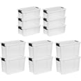 Clear Plastic Stackable Storage Container Bin Box Tote with White ...