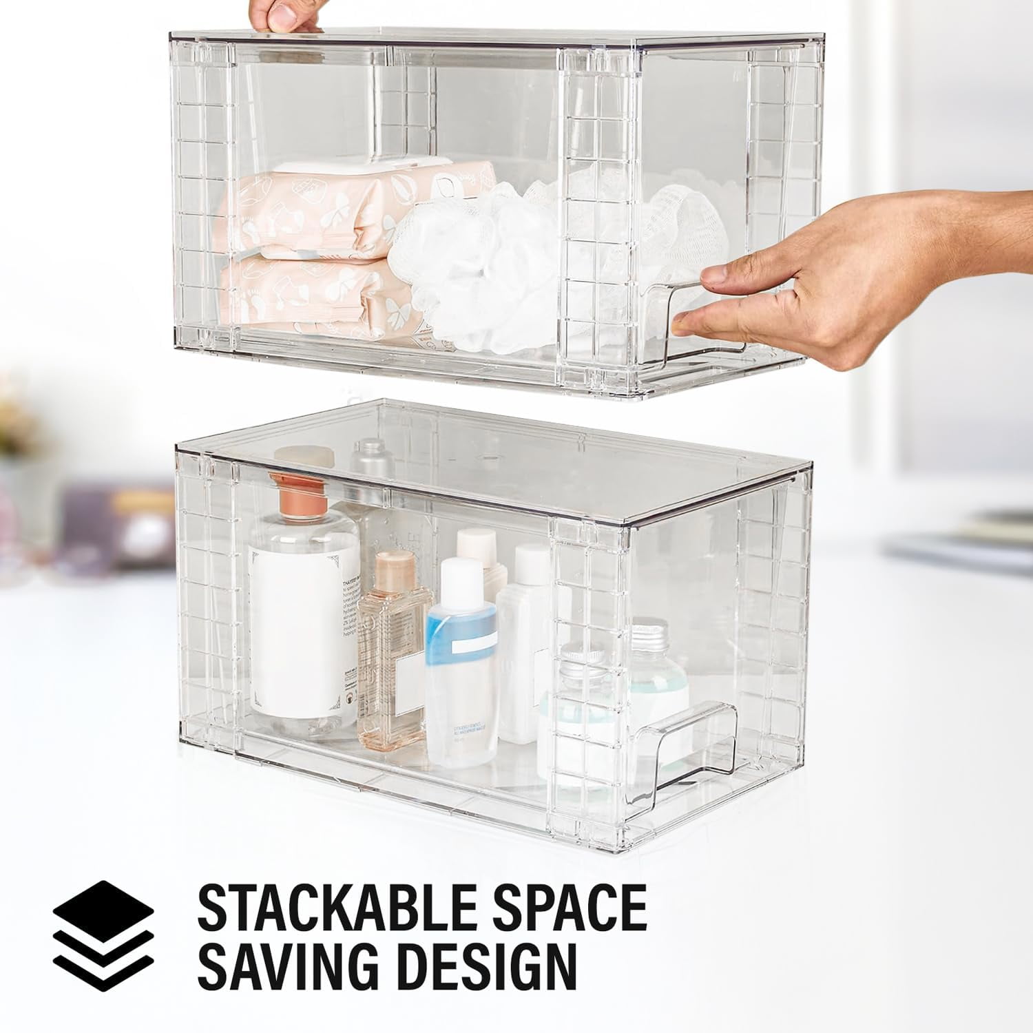 Clear Plastic Stackable Storage Drawers Bins, Perfect for Kitchen ...