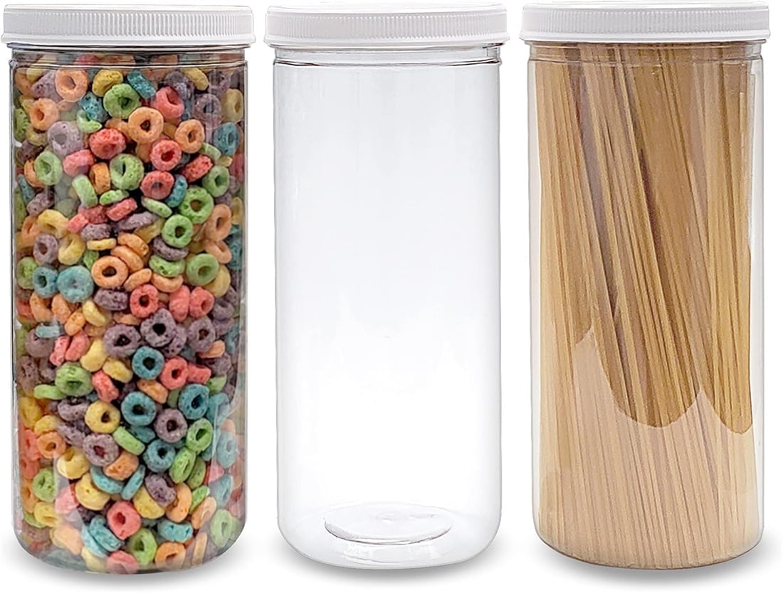 Clear Plastic Storage (3-Pack), Containers with Lids 46OZ Food-Grade Safe Storage, Reusable ...