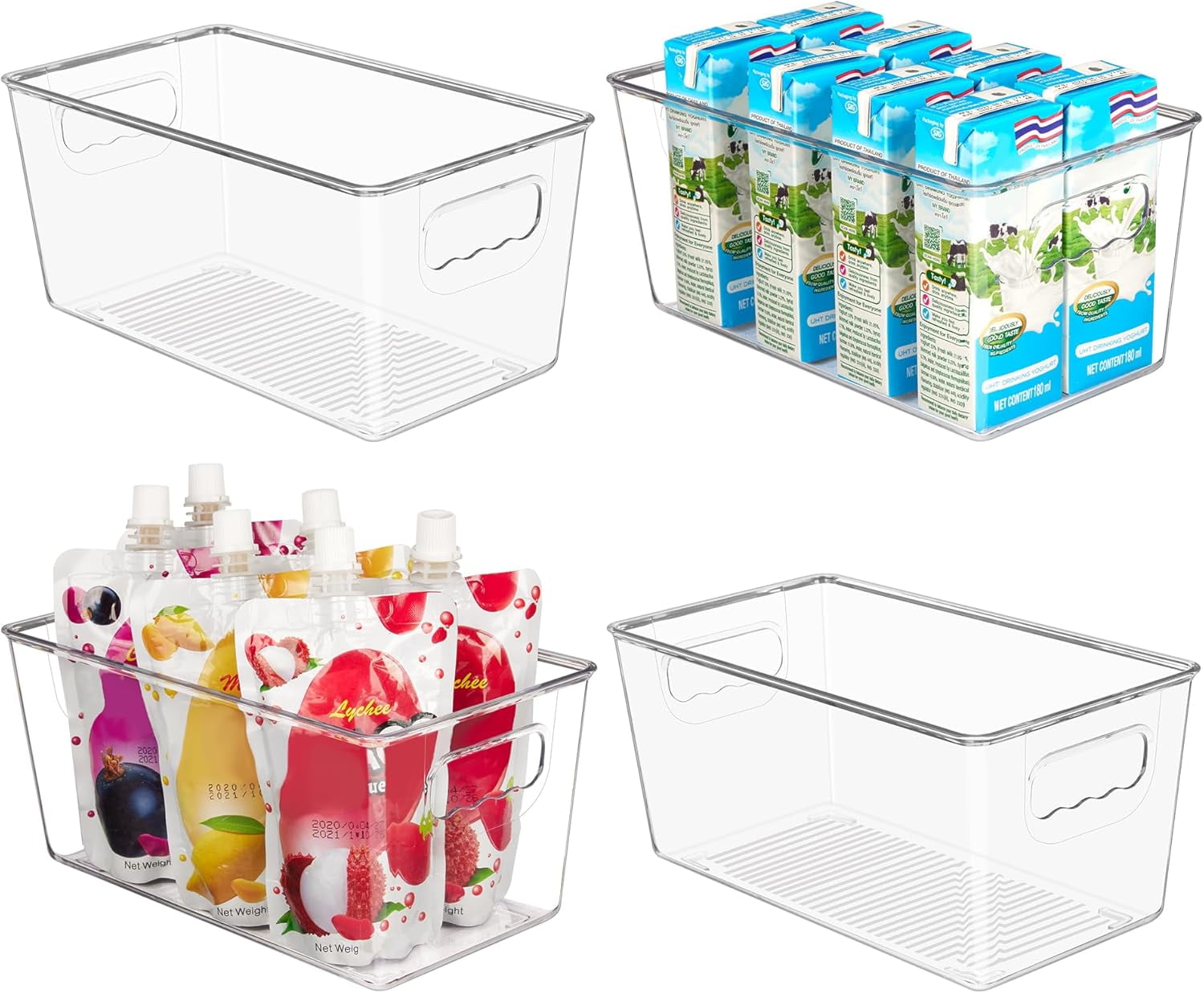 Clear Plastic Storage Bins, 10 Pack Pantry Organizer Bins with Handle ...