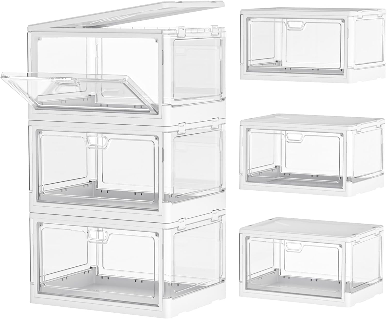 Clear Plastic Storage Bins, 23 QT, Stackable & Folding, Bedroom, Living ...