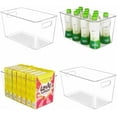 Clear Plastic Storage Bins, 4 Pack Pantry Organizer Bins with Handle ...