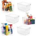 Clear Plastic Storage Bins – 6 Pack, 11" x 8" x 6", Stackable Pantry ...