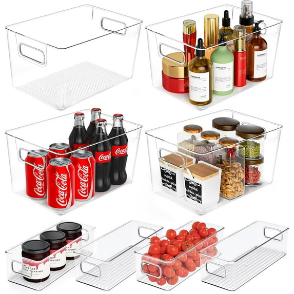 Clear Plastic Storage Bins 8 Pack - Pantry Orrs and Storage, Fridge Orr ...