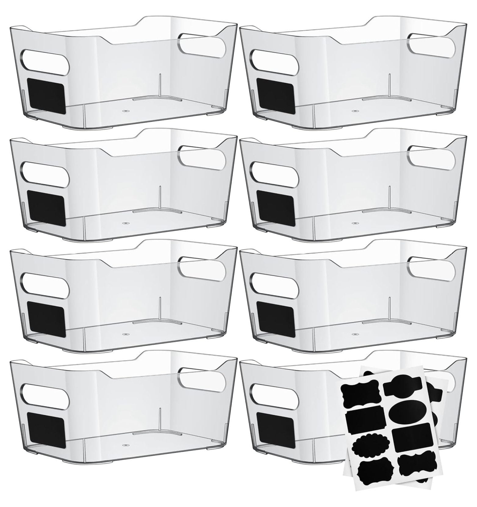 Clear Plastic Storage Bins with Labels and Marker, Perfect for Kitchen ...