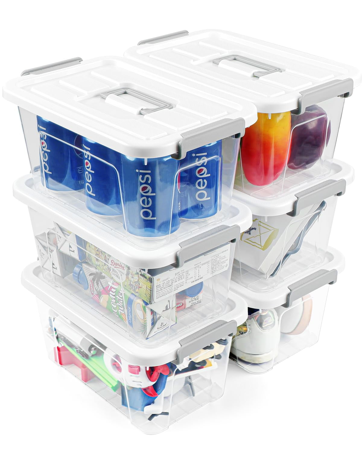Clear Plastic Storage Bins with Lids 6 Pack, 7 Quart Stackable ...