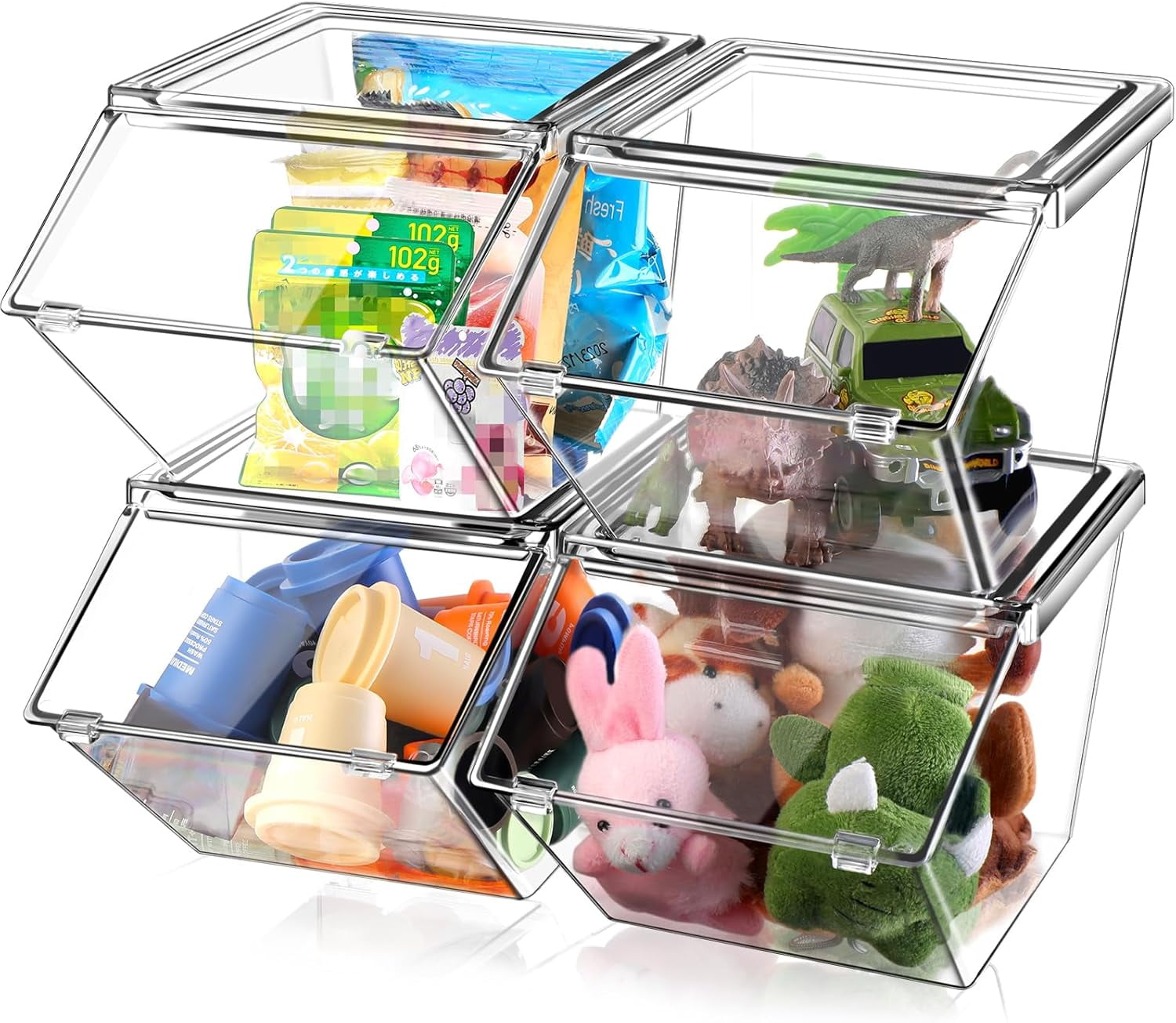 Clear Plastic Storage Bins with Lids Large Stackable Pantry Storage ...