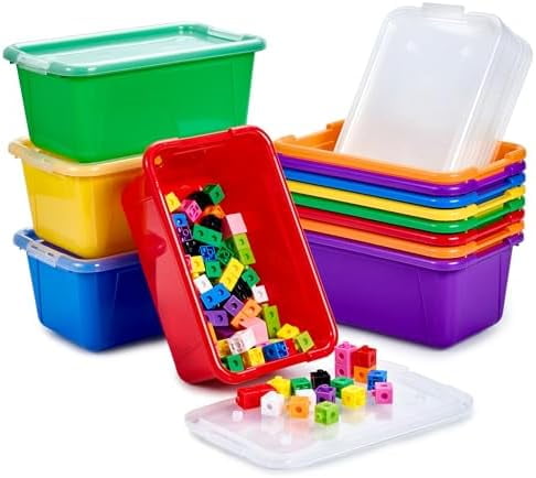 Clear Plastic Storage Bins with Lids,Stackable Containers for Classroom ...