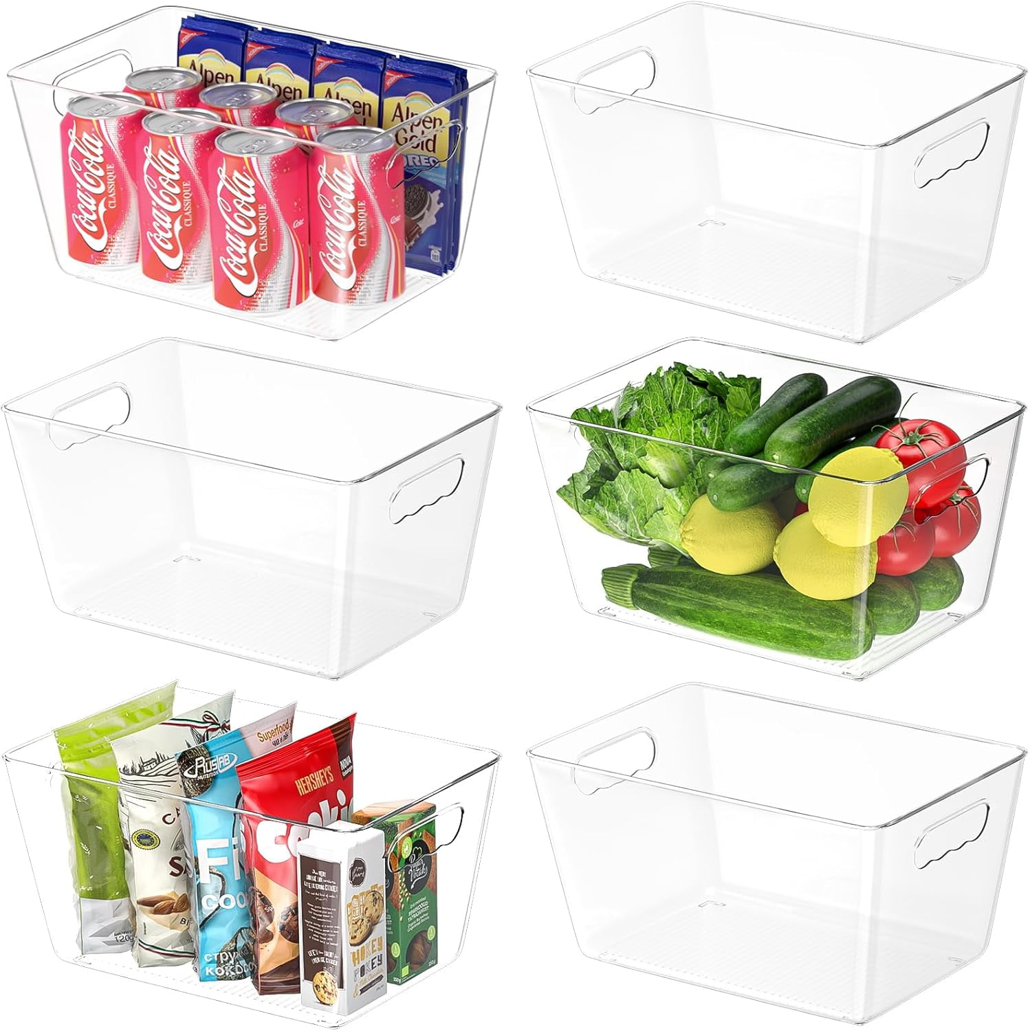 Clear Plastic Storage Bins, Pantry Organization, BPA Free Stackable ...