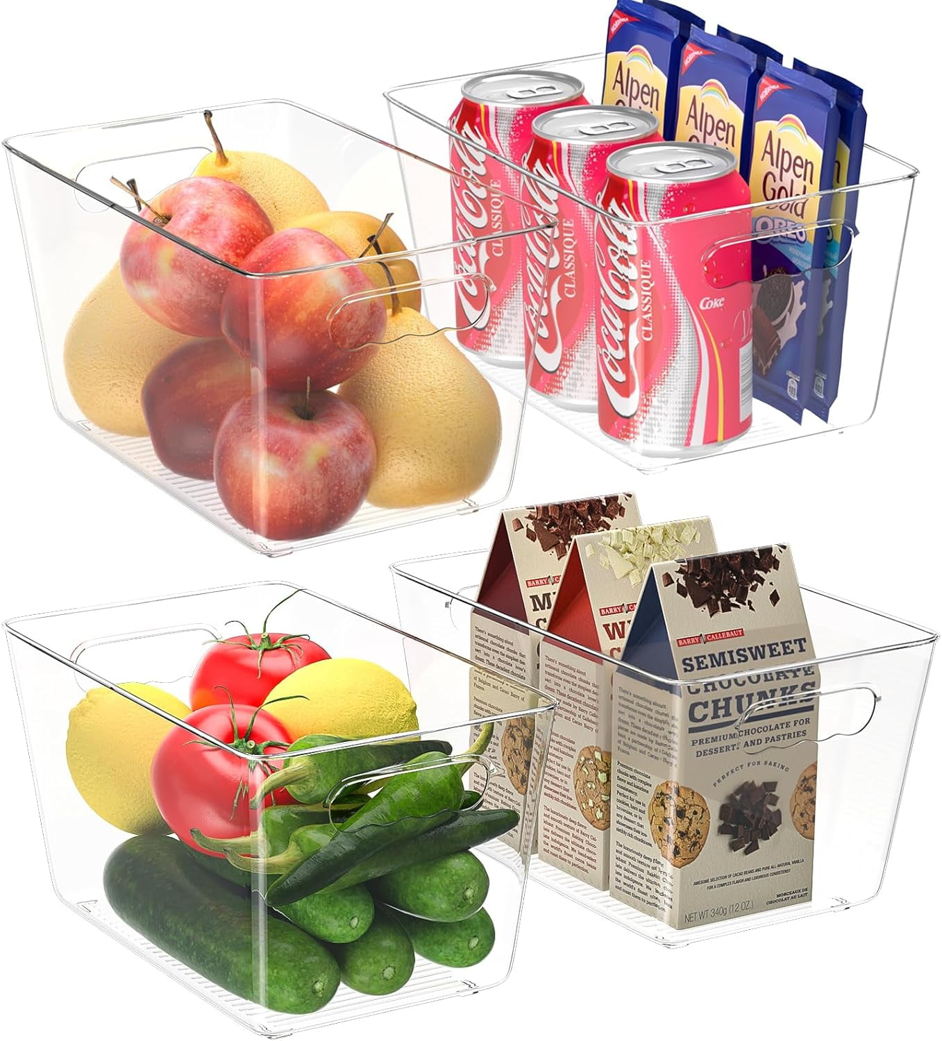 Clear Plastic Storage Bins, Pantry Organization, BPA Free Stackable ...