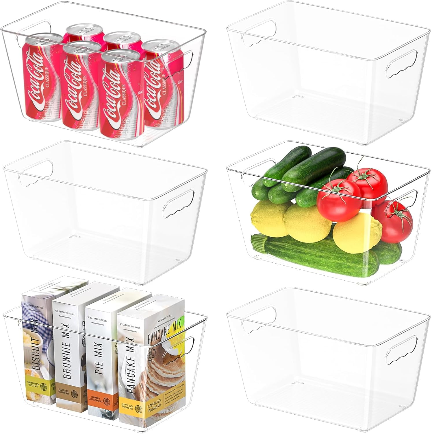 Clear Plastic Storage Bins, Pantry Organization, BPA Free Stackable ...