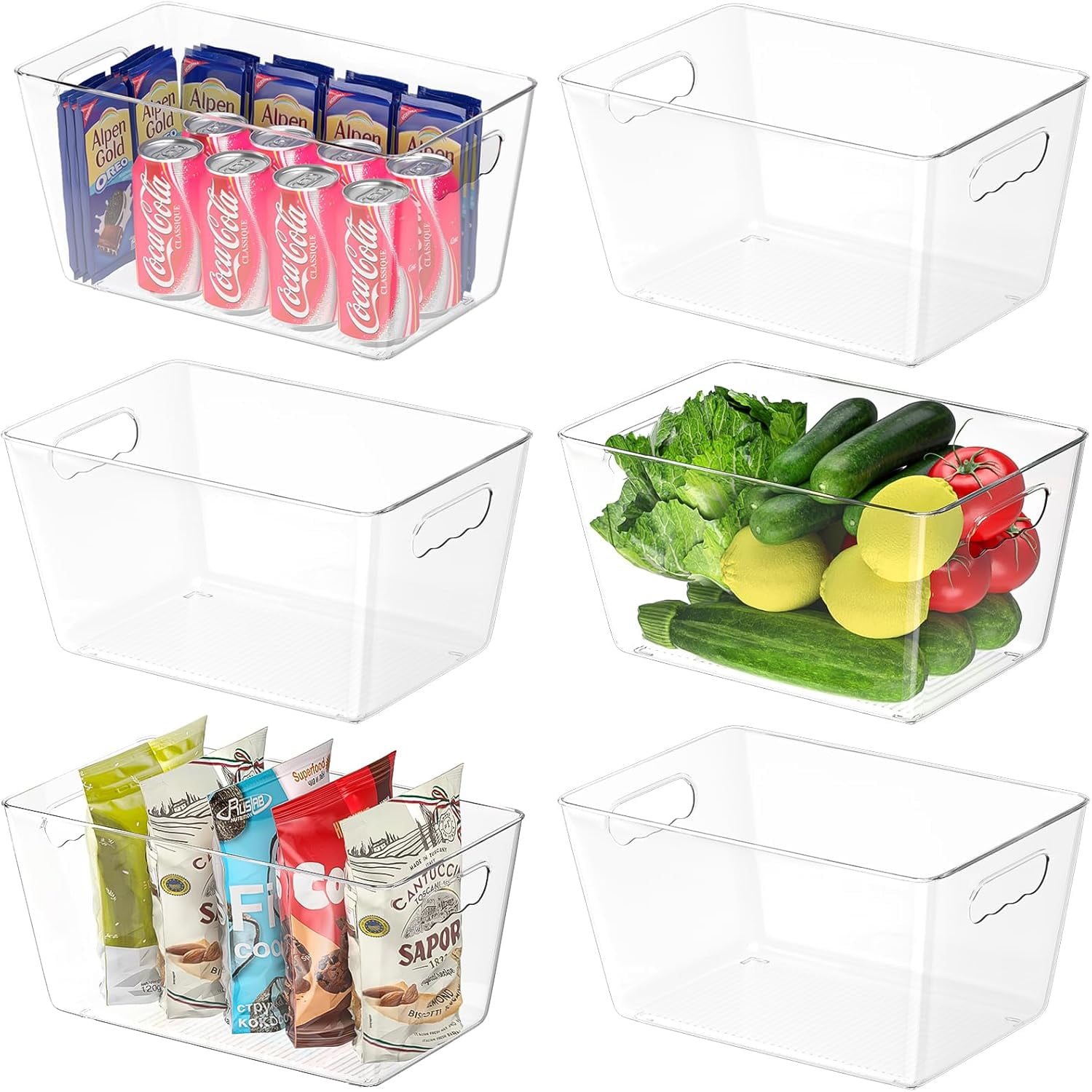 Clear Plastic Storage Bins, Pantry Organization, BPA Free Stackable ...