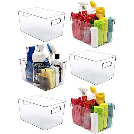 Clear Plastic Storage Bins, Perfect for Kitchen Organization or Pantry ...