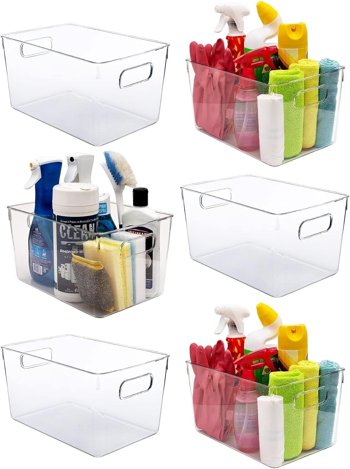Clear Plastic Storage Bins, Perfect for Kitchen Organization or Pantry ...